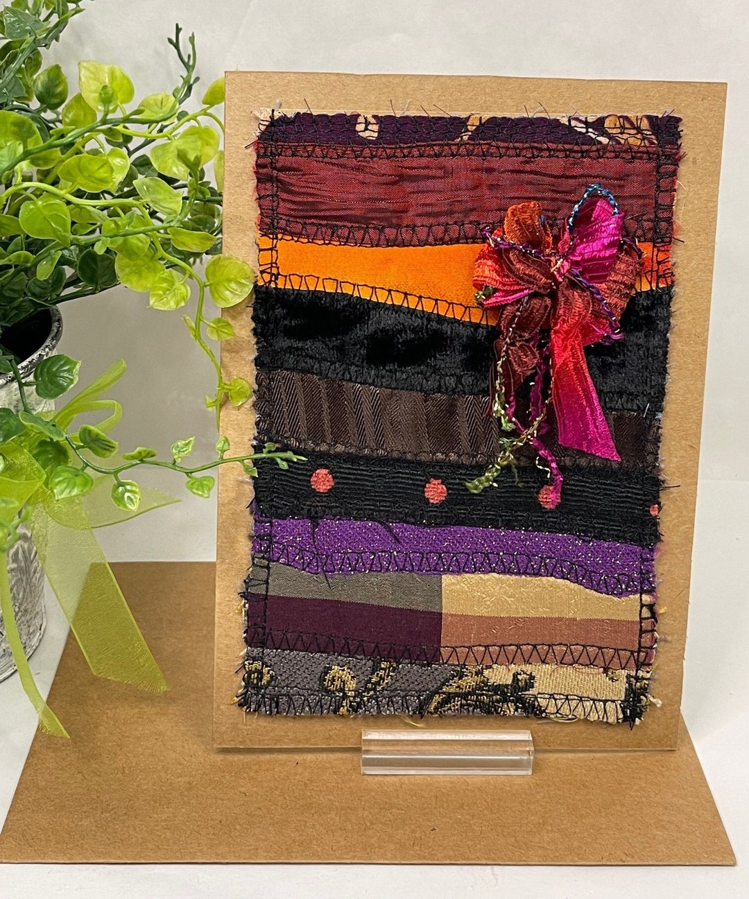 Fiber Art, Fabric Greeting Card, Fiber Art Collage, Blank Greeting Card ...
