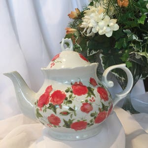 Red Roses on White Ceramic Teapot! - Etsy