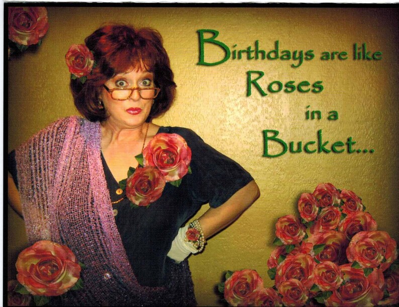 Happy Birthday Card, Pink Roses, Funny Birthday Card, OOAK Birthday ...