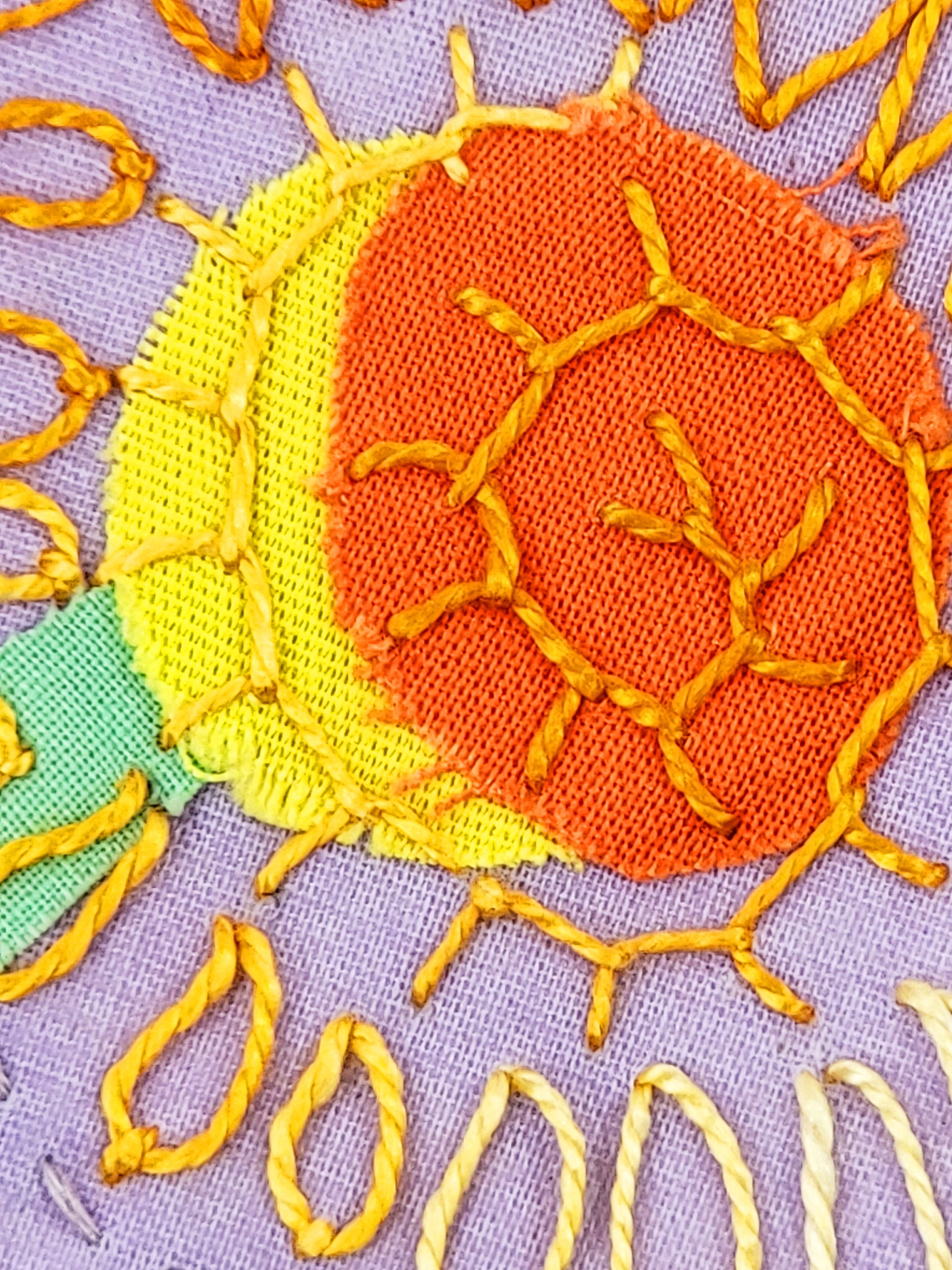 Sunburst Flowers Embroidered Textile Collage Cards Set of 2 - Etsy