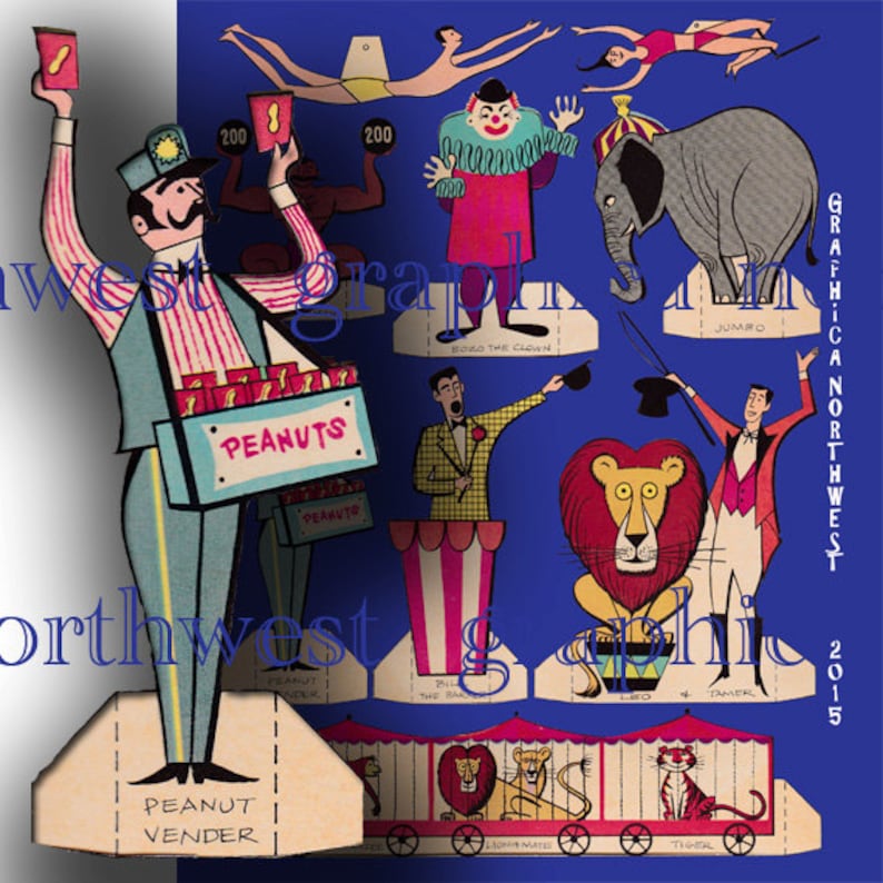 CIRCUS STAND UPS Printable Cut and Play Instant Download High ...