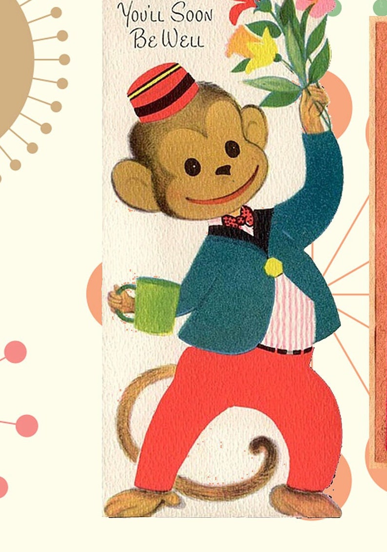 Monkey Digital Sheet Card Making, Collage, Kids Crafts Instant Download ...