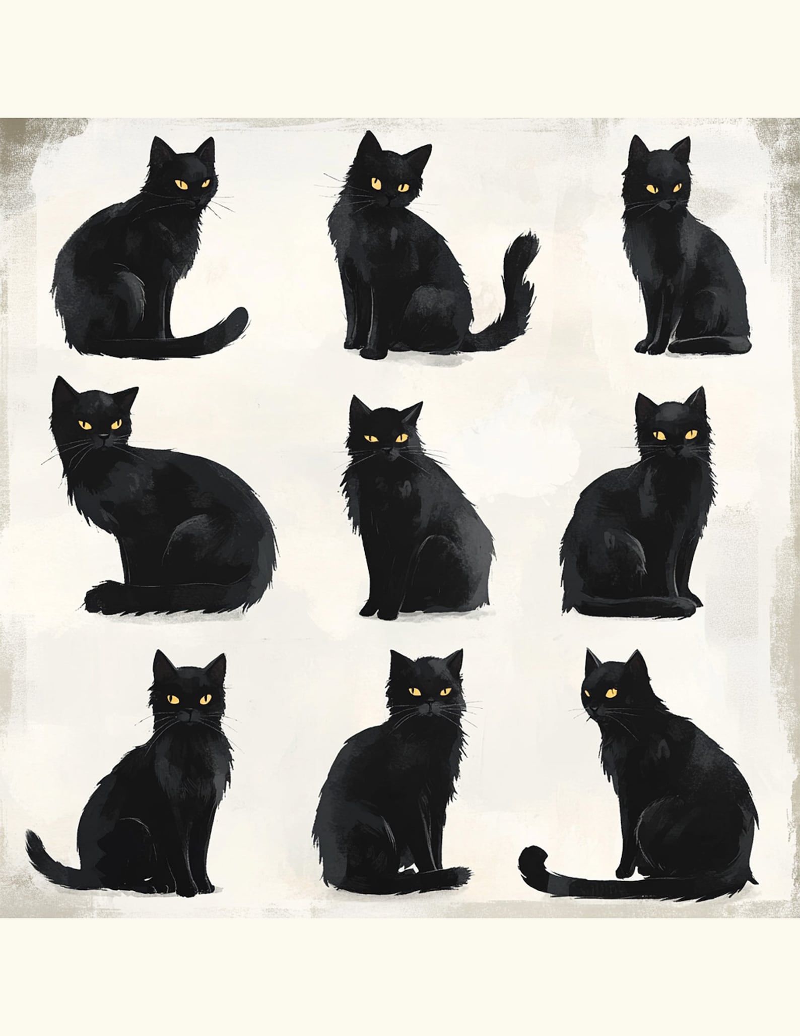 Black Cat Art Four Sheets to Use for Collage, Junk Journals ...