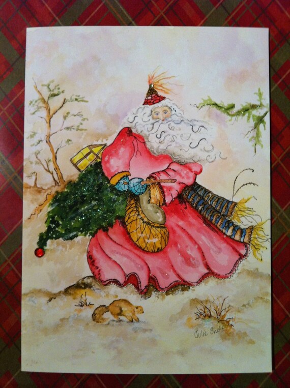 Items similar to 12-Pack Holiday Greeting Cards - Santa w/ Christmas ...