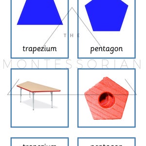 Geometric Plane Figures Three Part Cards for Educational Matching PDF ...