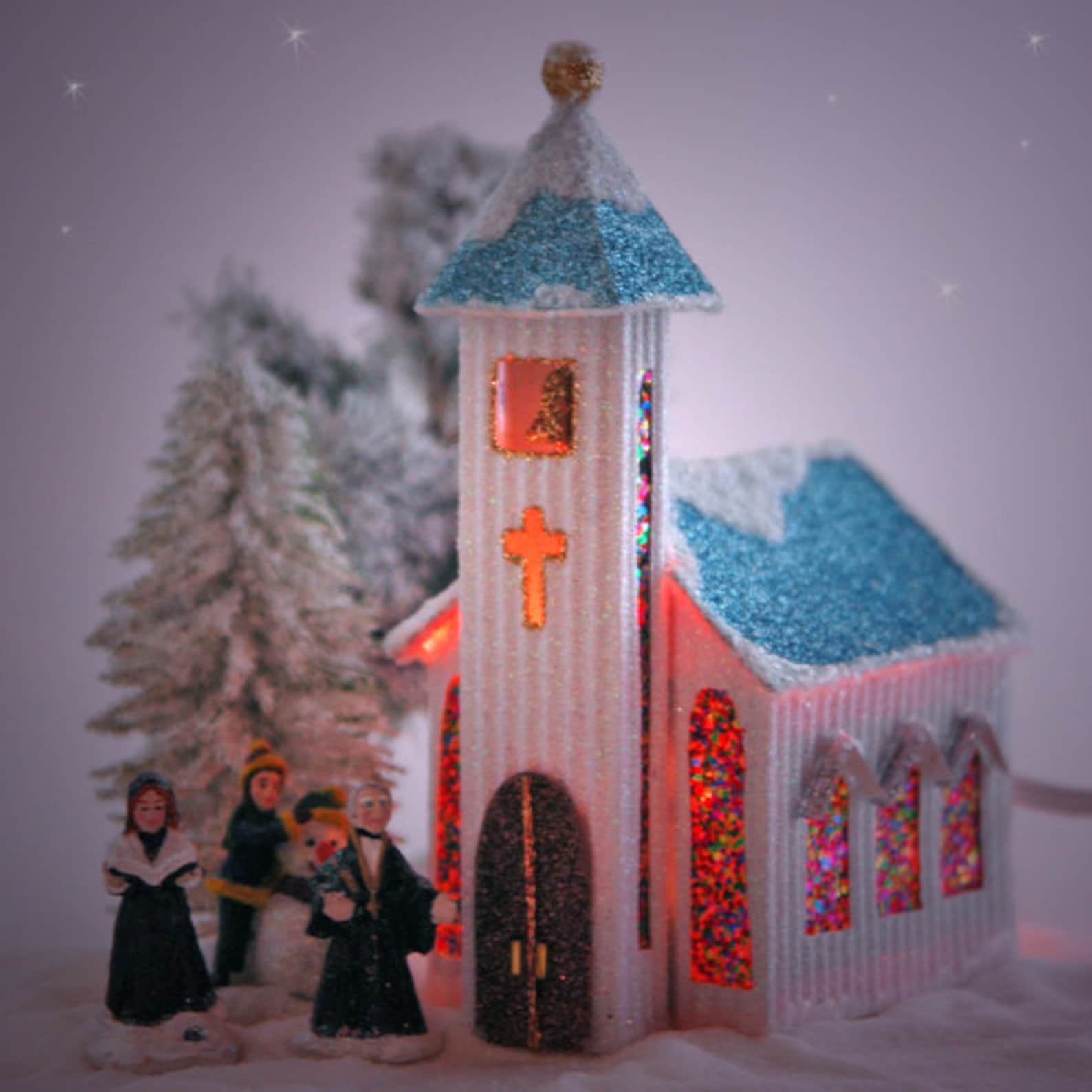 Miniature Christmas Town Church for Your Village - PDF Printable ...