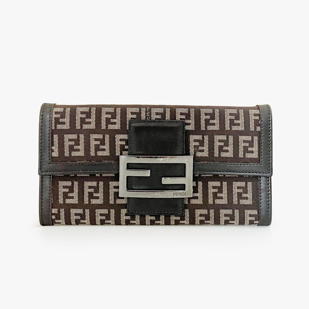 Authentic FENDI FF Zucchino Baguette Flap Wallet - Etsy