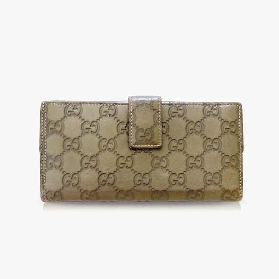 Authentic GUCCI Guccissima Metallic Gold Long Wallet - Gem