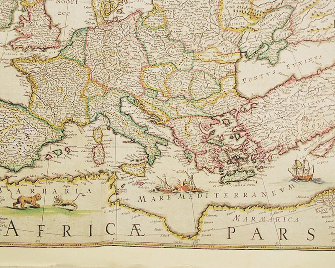 Vintage Old World Map Original Lithograph Print by HAMMOND | Etsy