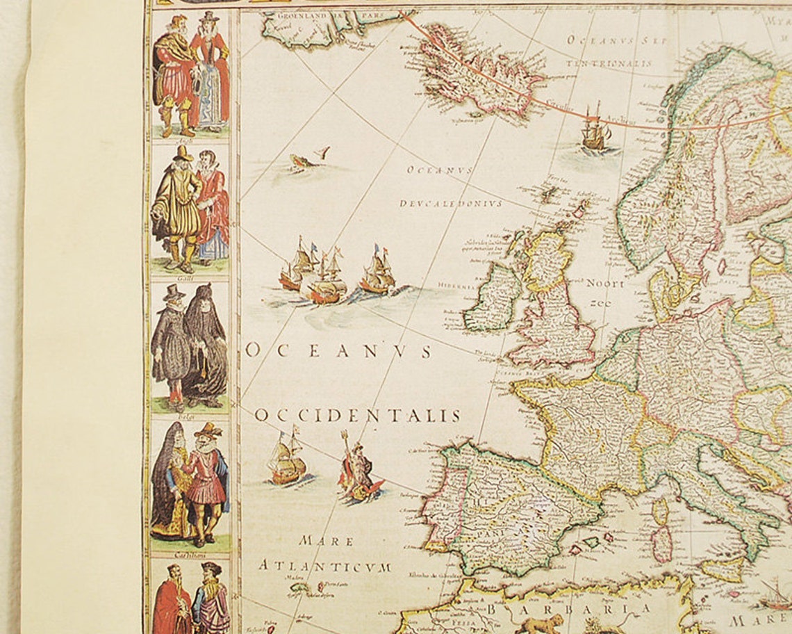 Vintage Old World Map Original Lithograph Print by HAMMOND | Etsy