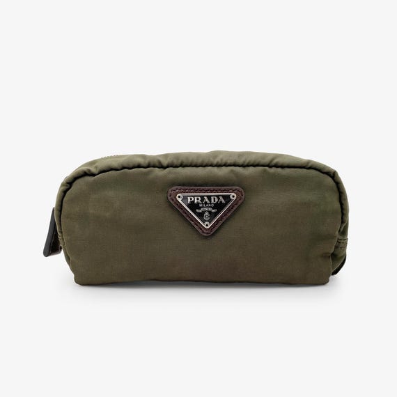 Authentic PRADA Triangle Logo Nylon Pouch, Cosmetic B… - Gem