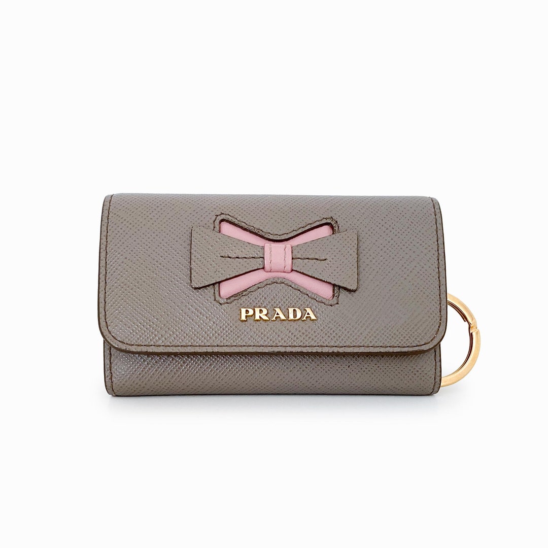 Authentic PRADA Saffiano Pink Bow Leather Key Holder - Etsy