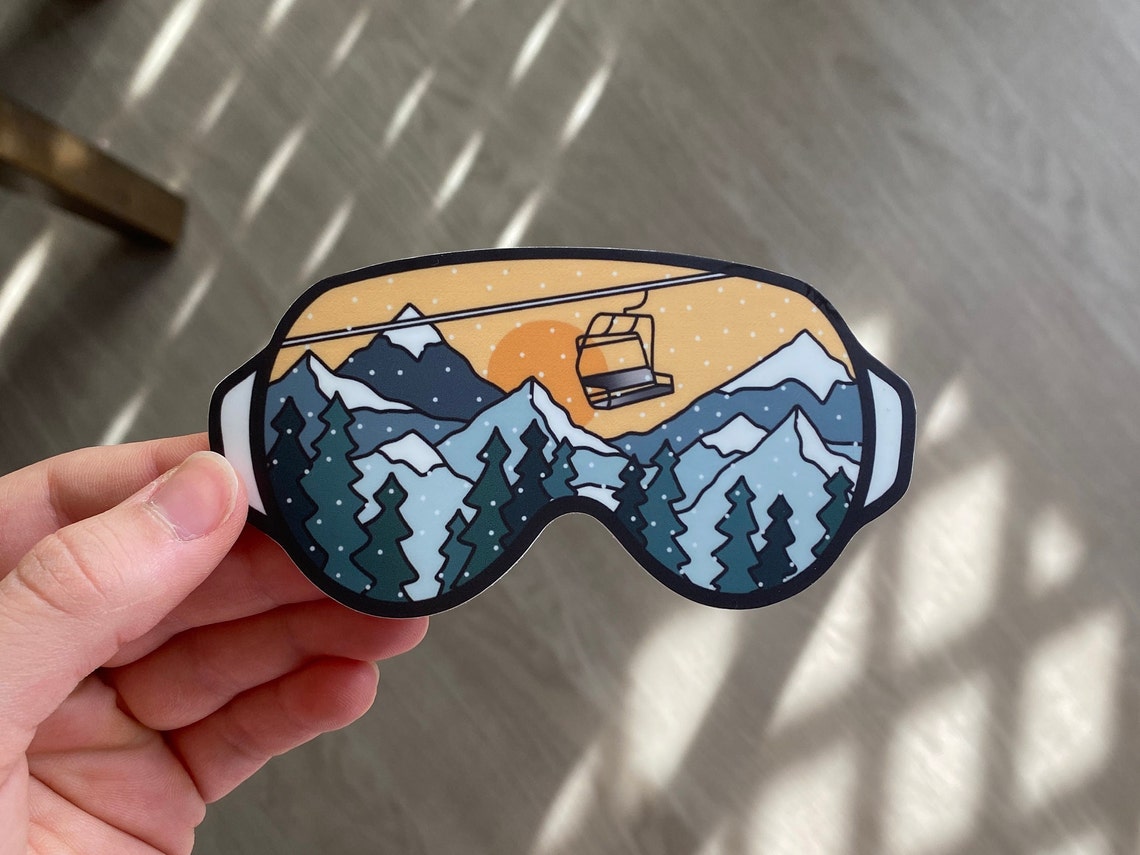 Snow Goggle Stickers Ski Snowboard Mountain Scene - Etsy