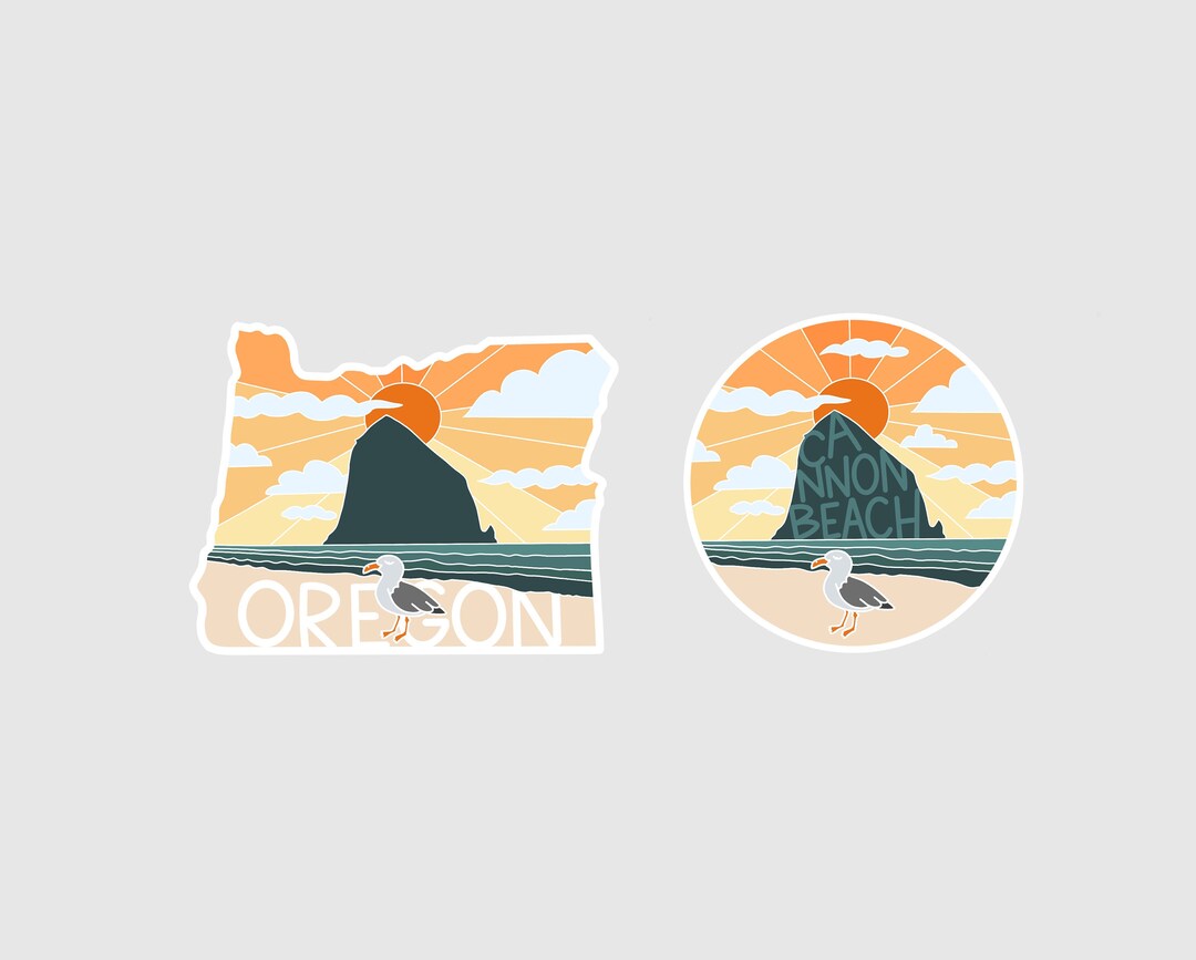 Cannon Beach Oregon Coast Stickers | Haystack Rock | Pacific Northwest ...