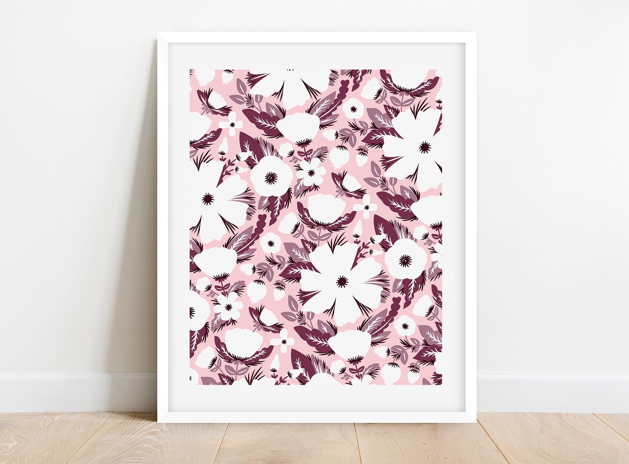 Pink Floral 8x10 Art Print Illustrated Botanical | Etsy