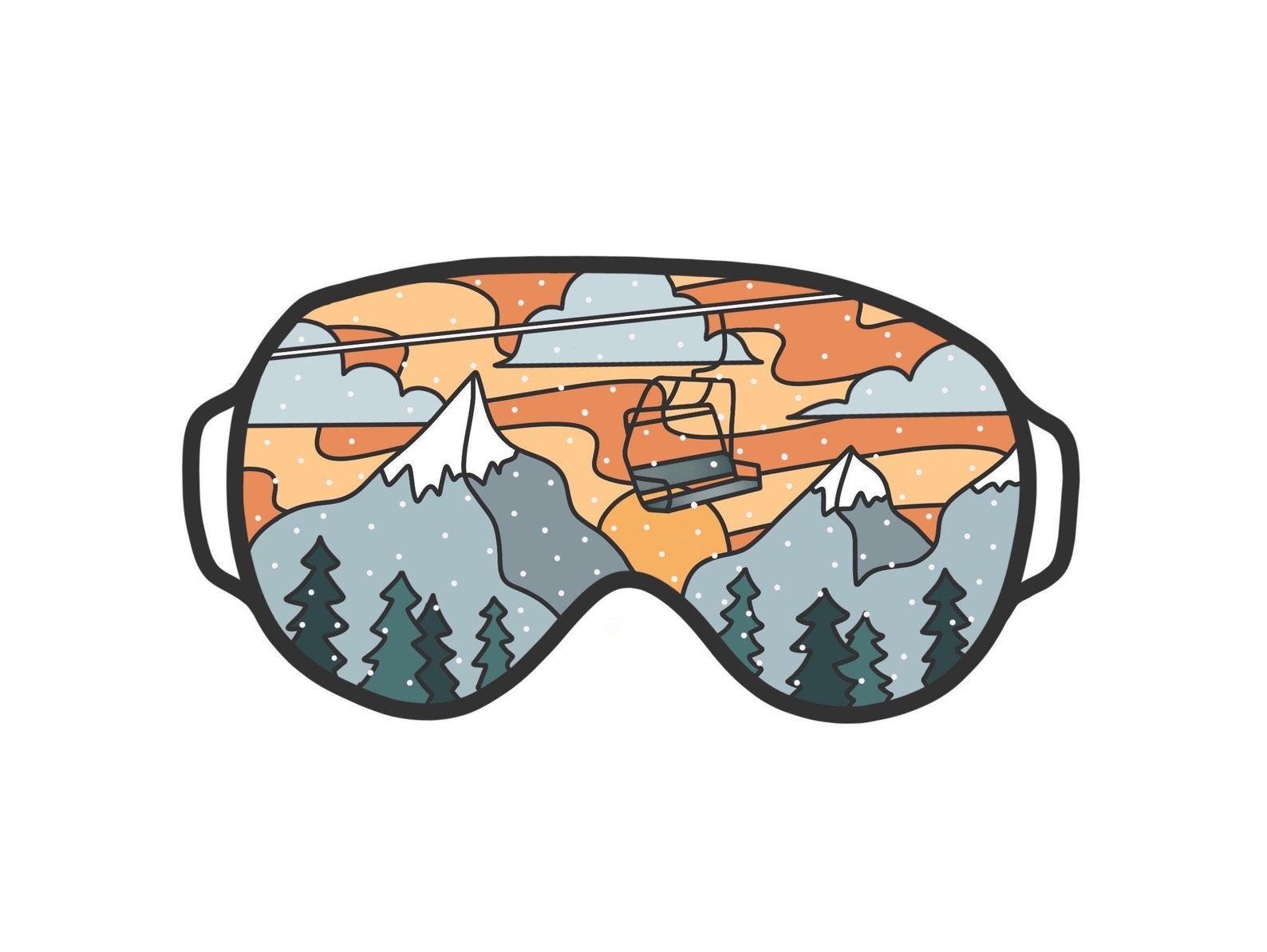 Snow Goggle Stickers Ski Snowboard Mountain Scene | Etsy