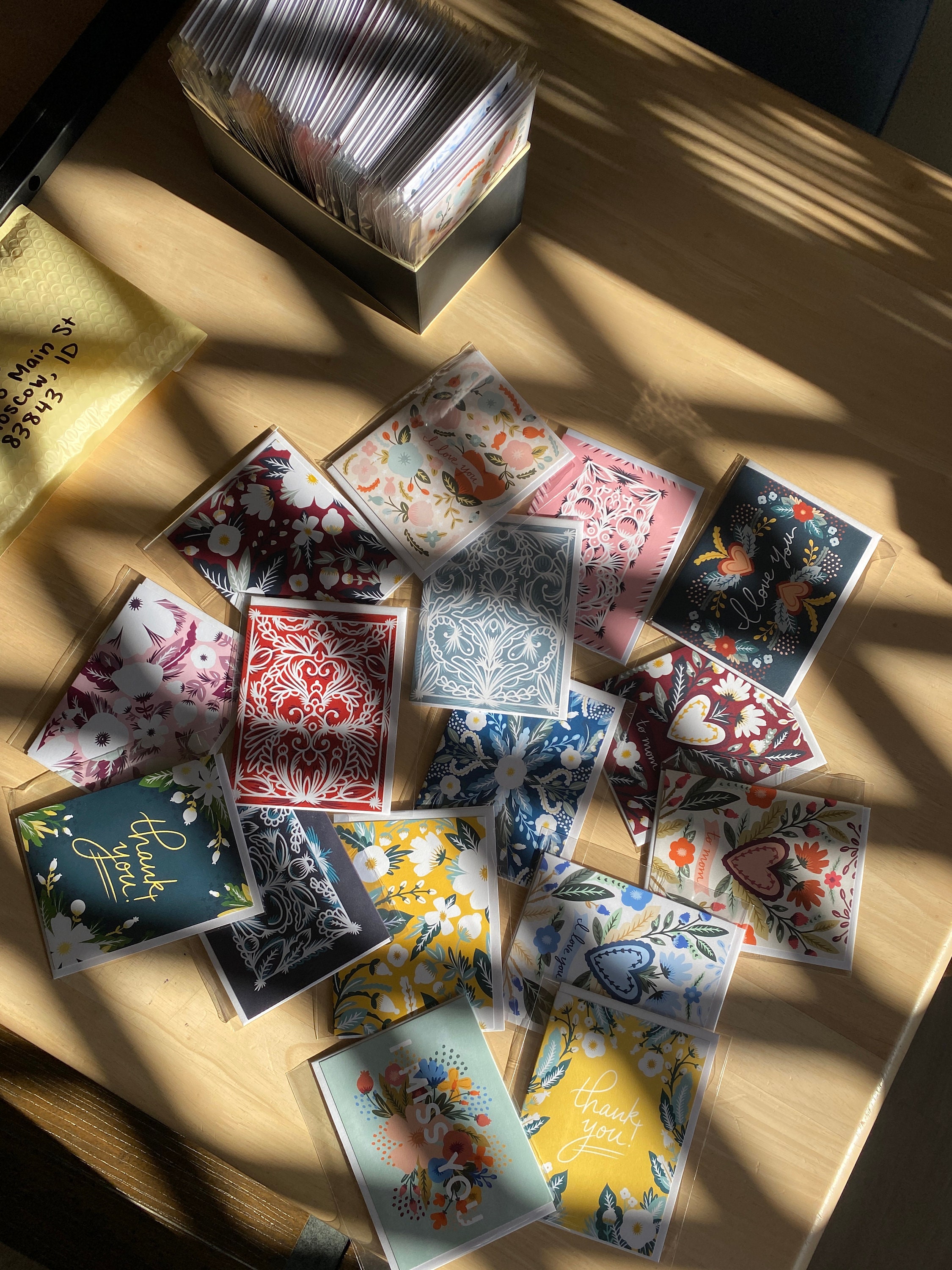 Illustrated Yellow Floral Greeting Cards Individual or Set of 8 Blank ...