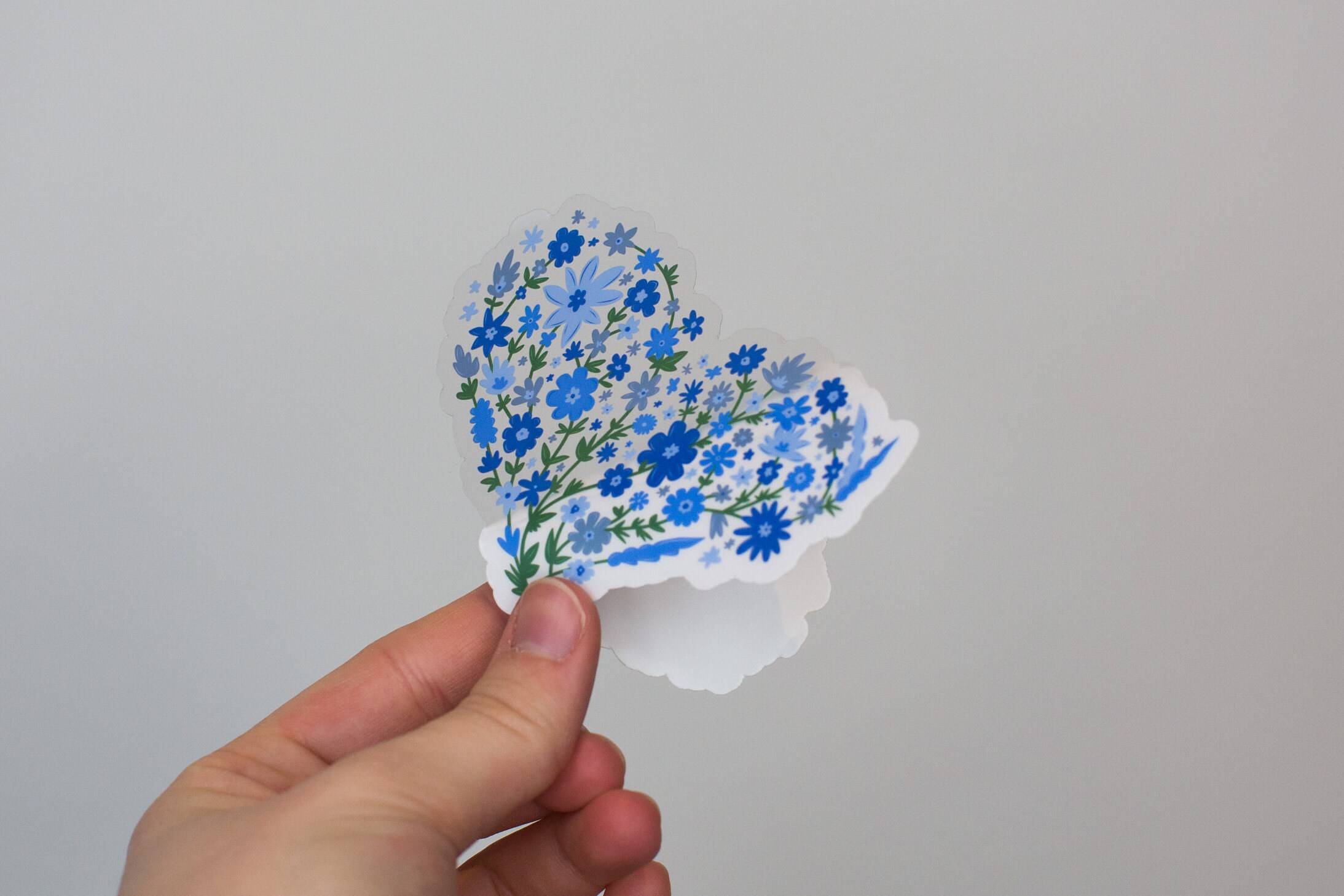 Blue Flower Heart Stickers Illustrated Vinyl Design Decals - Etsy
