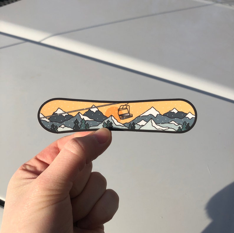 Snowboard Stickers Mountains Snowy Scene Stickers Matte - Etsy