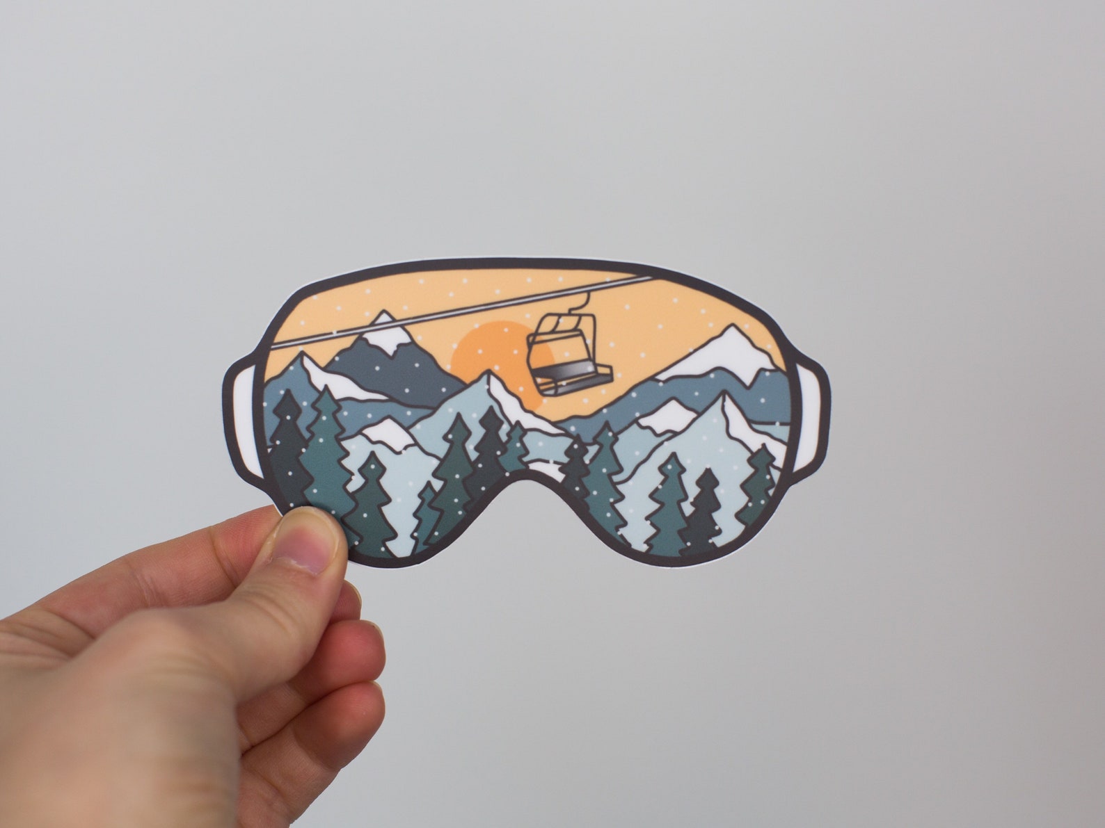 Snow Goggle Stickers | Ski Snowboard Mountain Scene | Waterproof Vinyl ...