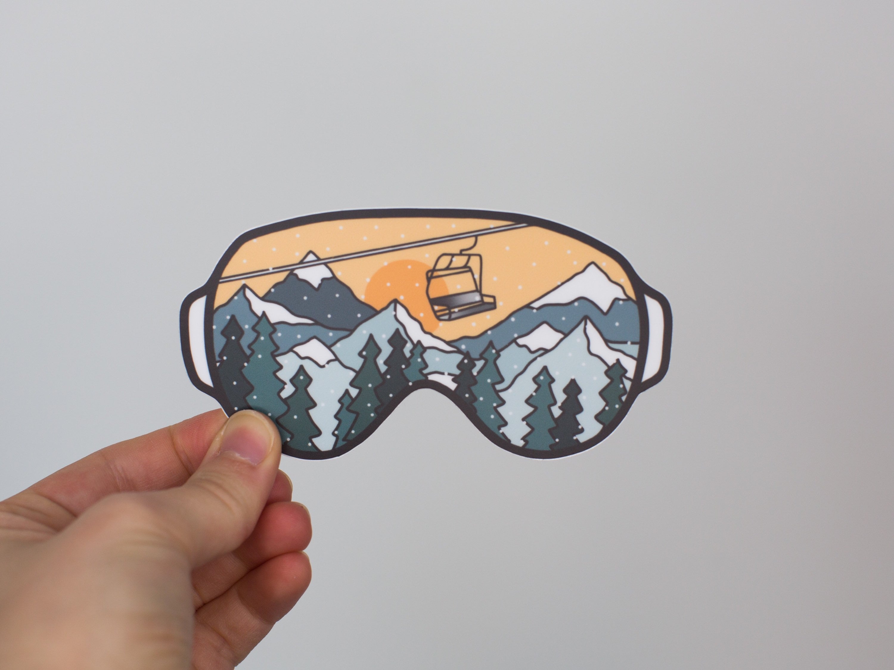 Snow Goggle Stickers | Ski Snowboard Mountain Scene | Waterproof Vinyl ...