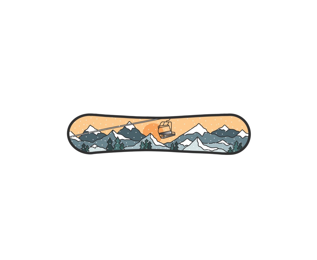 Snowboard Stickers | Mountains Snowy Scene Stickers | Matte Illustrated ...