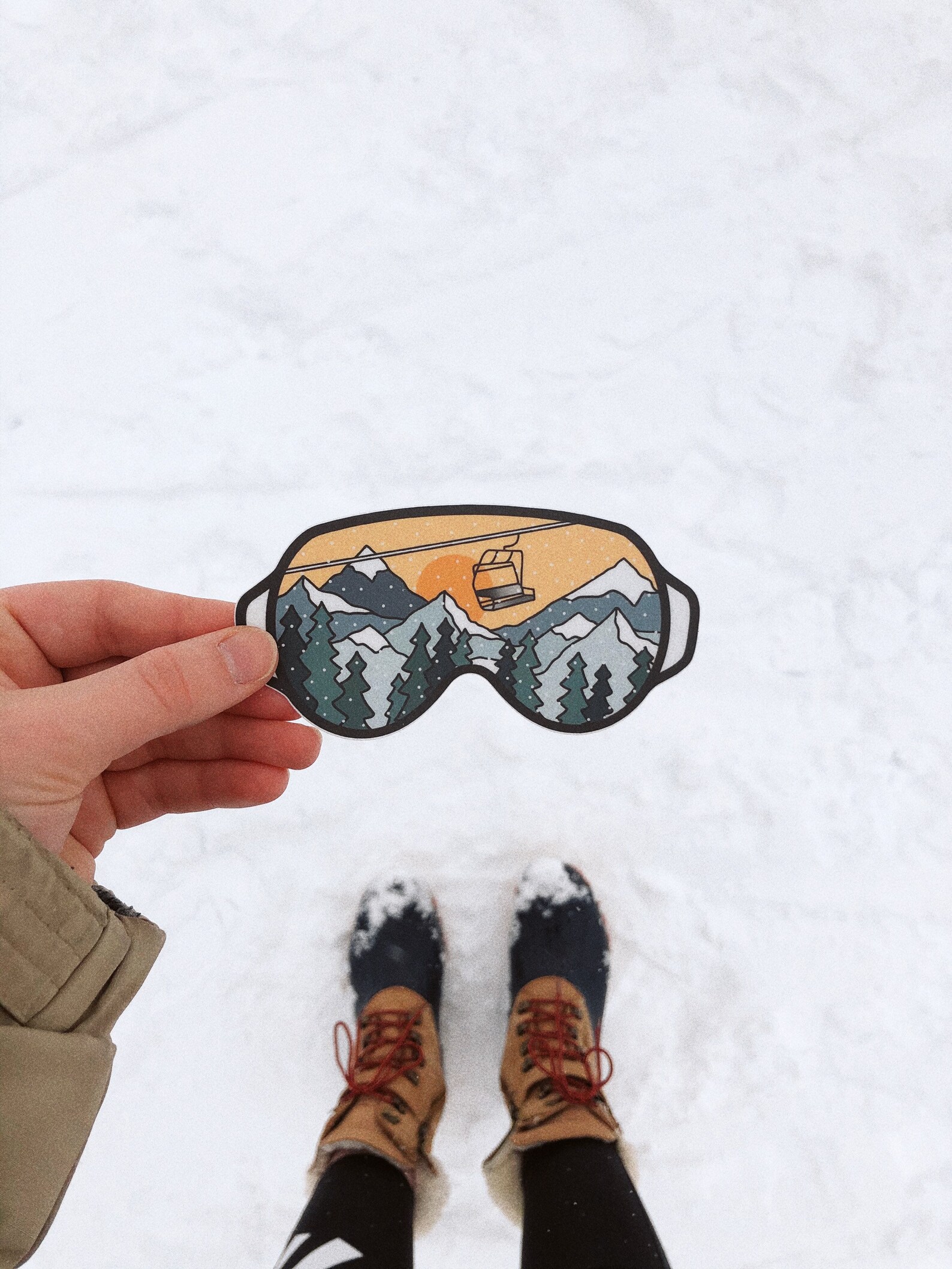 Snow Goggle Stickers | Ski Snowboard Mountain Scene | Waterproof Vinyl ...