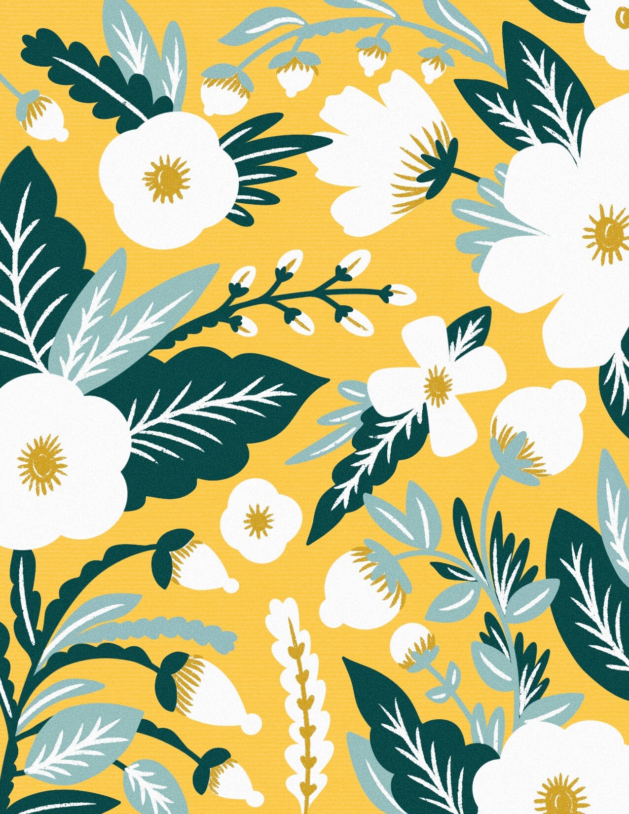 Illustrated Yellow Floral Greeting Cards | Individual or Set of 8 ...