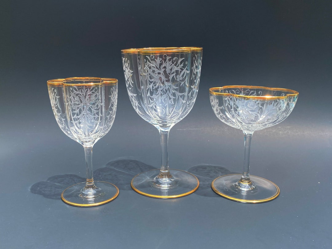 Quatrefoil Myer's Neff/moser Glassware, Stunning 19th Century 12-piece ...