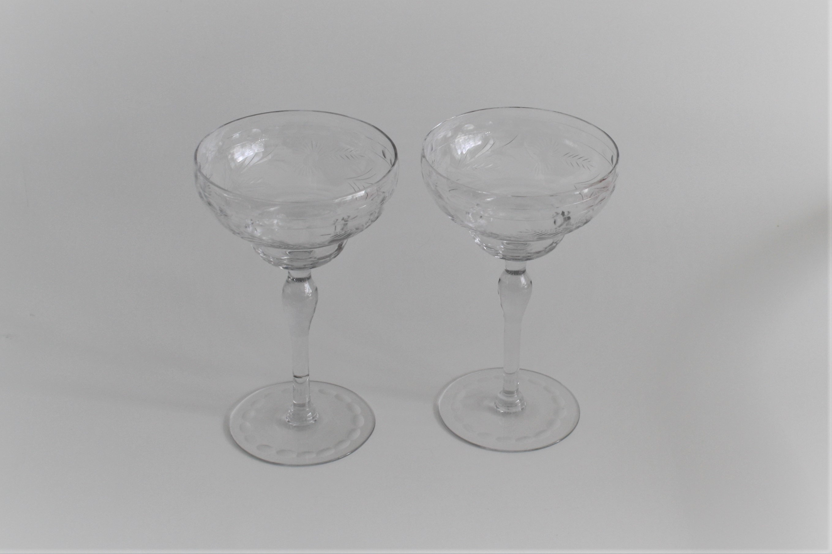 Pair of Seneca Glass Co. Cut Optic Champagne Coupes Toasting Coupes - Etsy