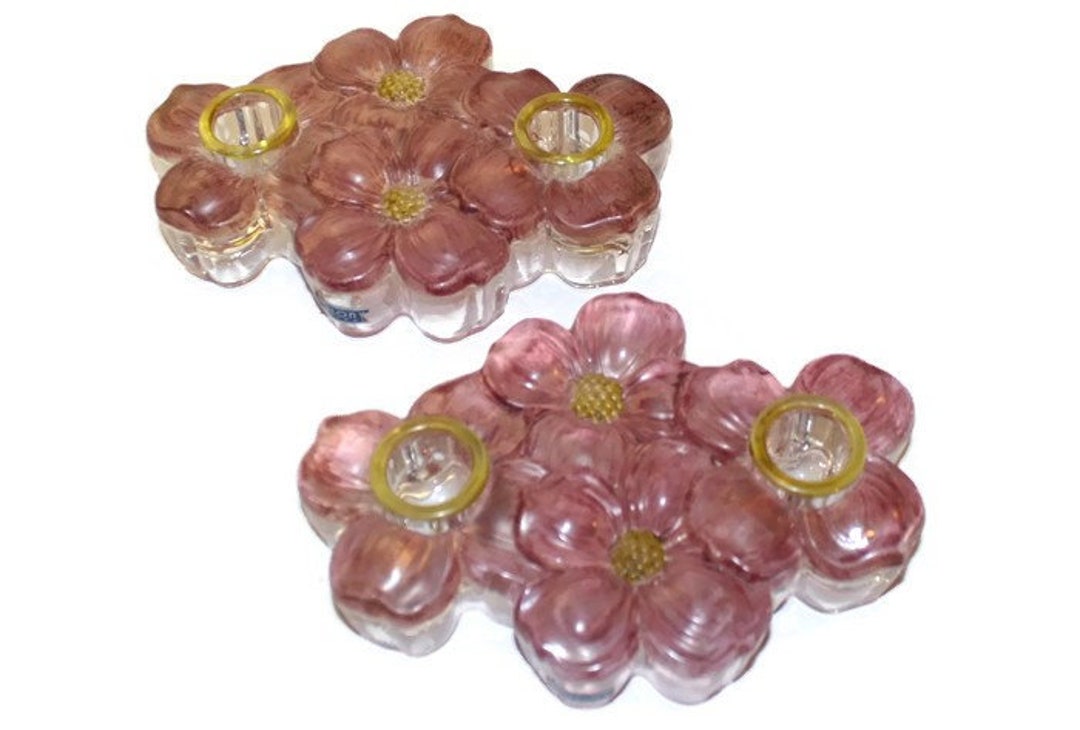Pair of Colony Crystal Company Art Glass Double Candle Holders ...