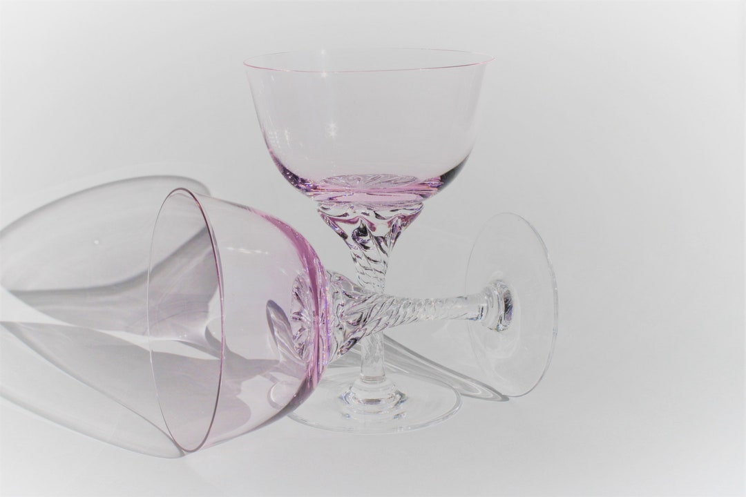 Pair of Stunning Pale Pink/crystal Hawthorne Champagne Coupes by Sasaki ...