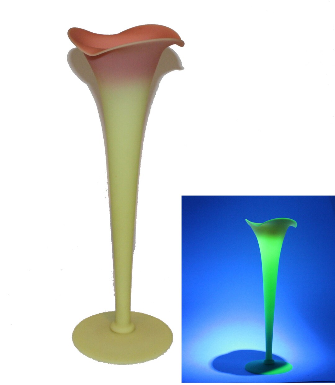 Mt Washington Satin Art Glass Burmese Trumpet Vase Large 13" Gunderson ...