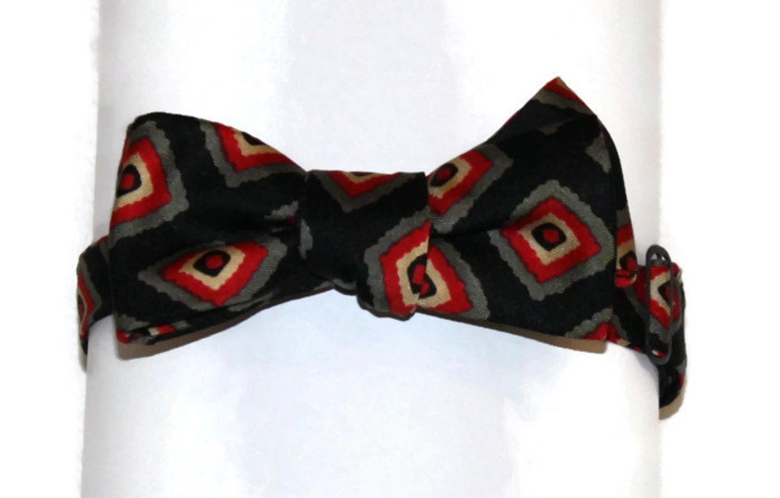 Corbata de moño corbatín de clásicos de los hombres de seda negro gris ...