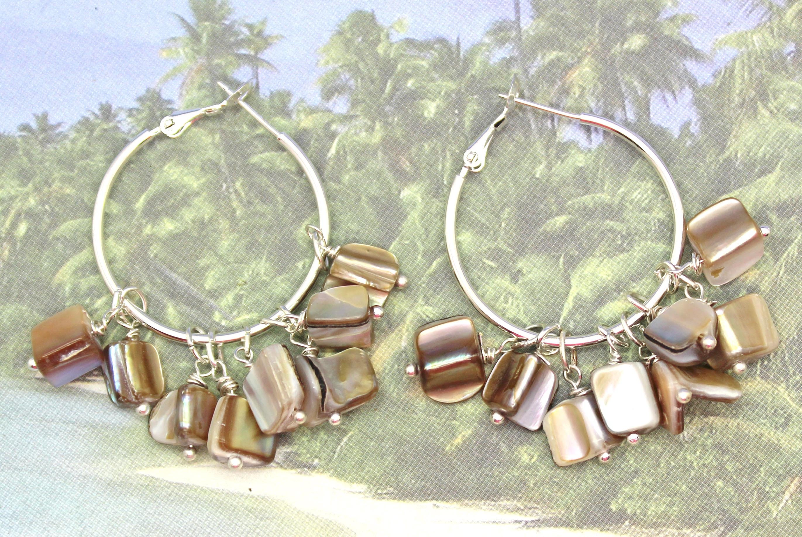 Sea Shell Hoop Earrings Mother of Pearl Earrings Earrings | Etsy