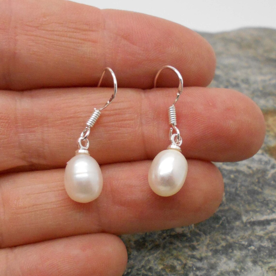 Pearl Dangle Earrings Beach Wedding Pearl Earrings Dangle - Etsy