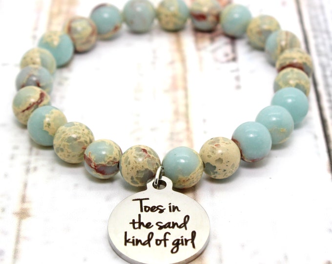 Gemstone Bracelet With Toes in the Sand Kind of Girl Charm / Beach ...