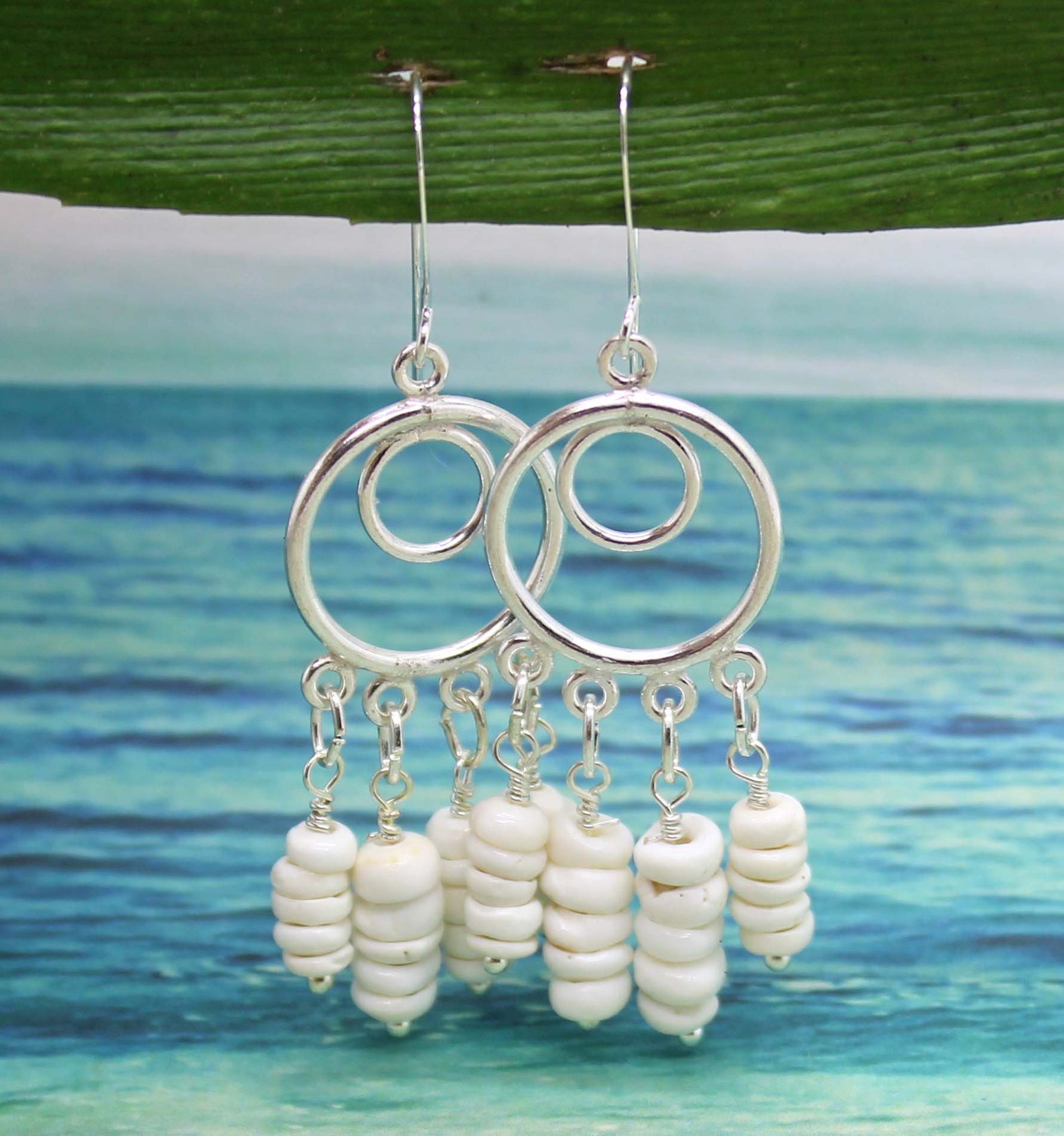 Puka Shell Dangle Earrings Chandelier Earrings Beach - Etsy