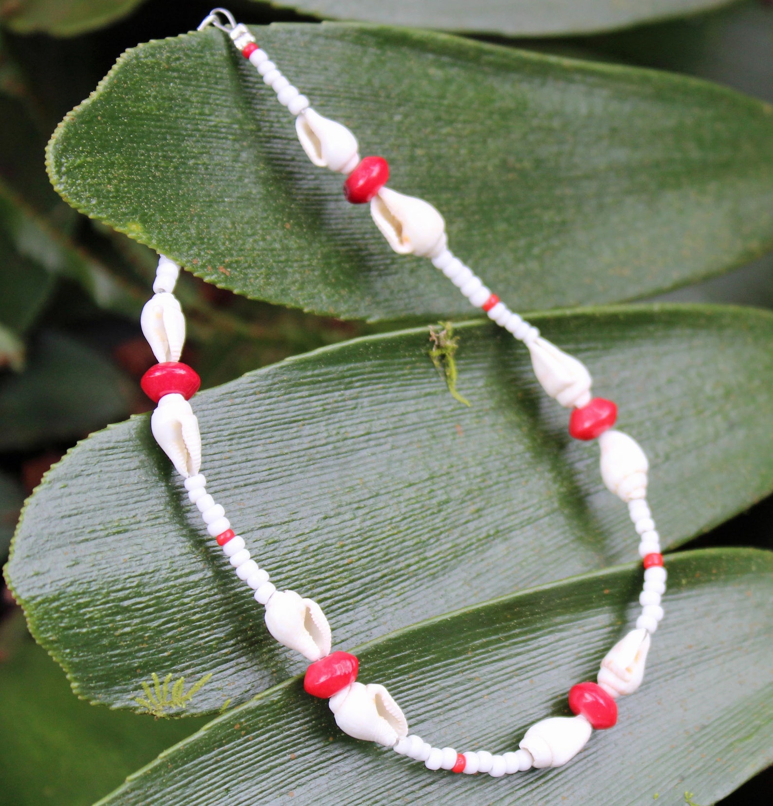 Red Coral and Sea Shell Anklet Beachy Anklet Beach Jewelry | Etsy