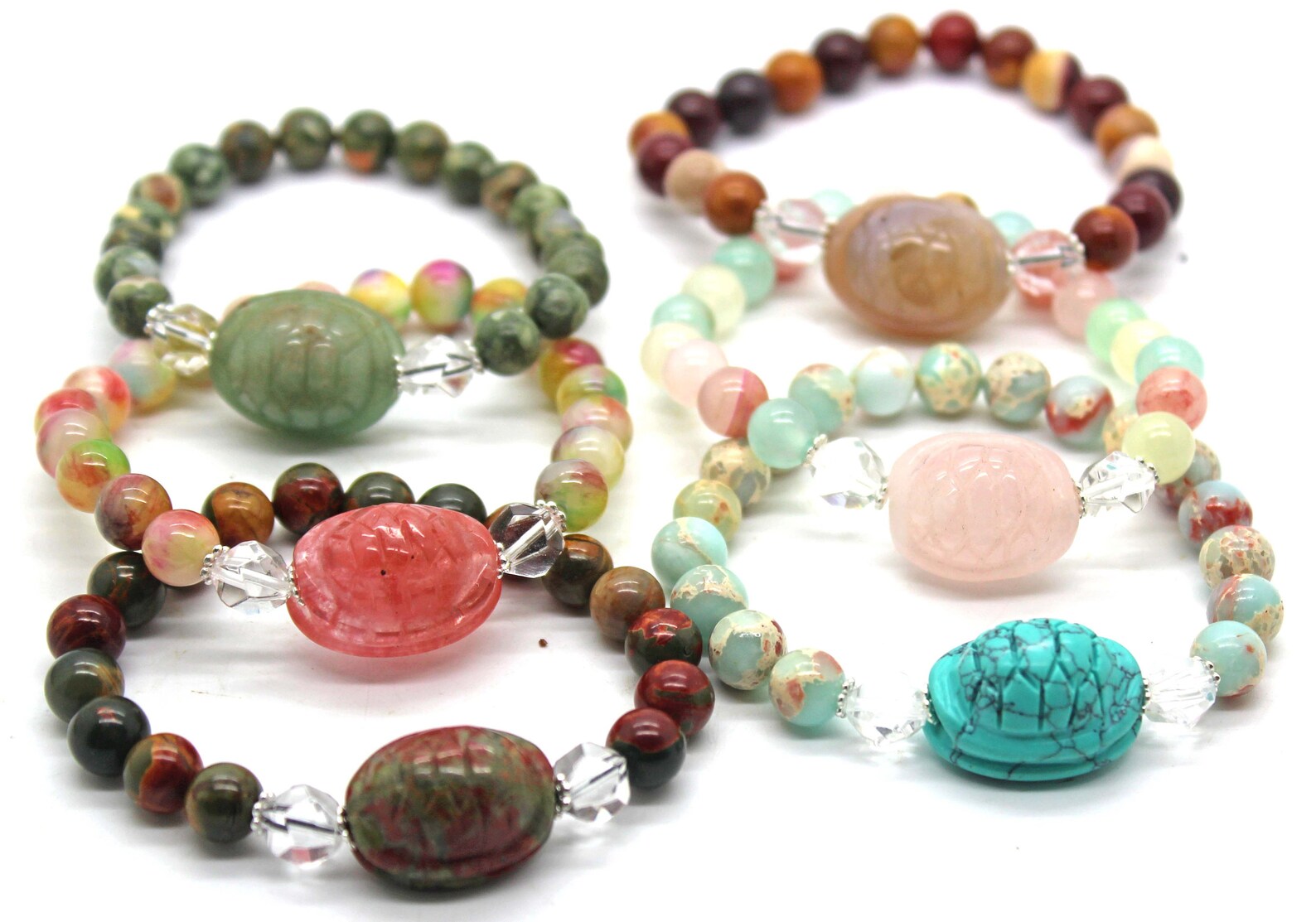 Turtle Shell Gemstone Bracelet Beach Jewelry Stretch - Etsy