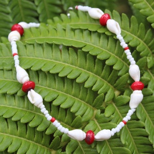 Red Coral and Sea Shell Anklet, Beachy Anklet, Beach Jewelry, Beach ...
