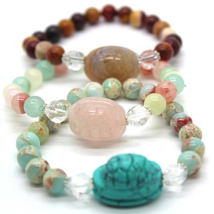 Turtle Shell Gemstone Bracelet Beach Jewelry Stretch - Etsy