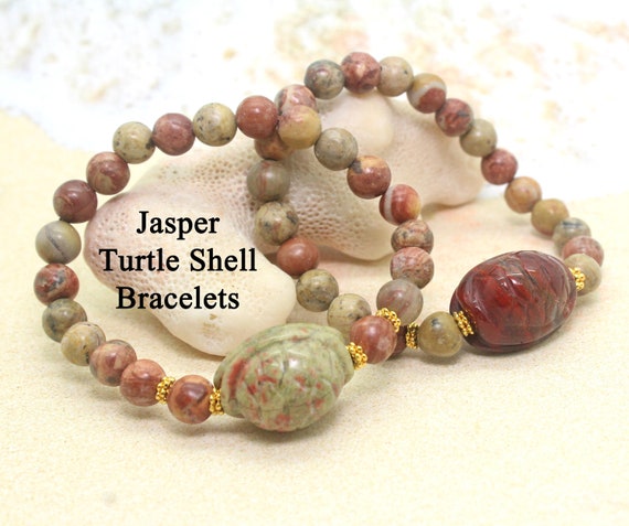 Jasper Turtle Shell Bracelet / Beach Jewelry / Gemstone - Etsy