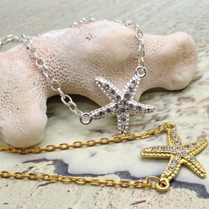 Starfish Anklet With Rhinestones in Gold or Silver, Beachy Anklet ...