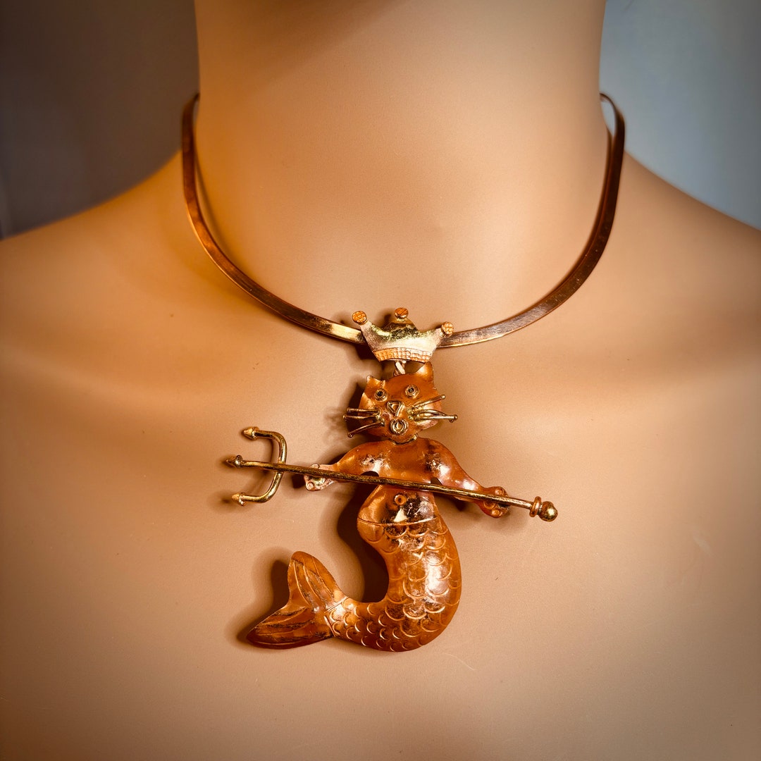 Necklace Handcrafted Copper Neptune Cat Pendant by Patricia Healey ...