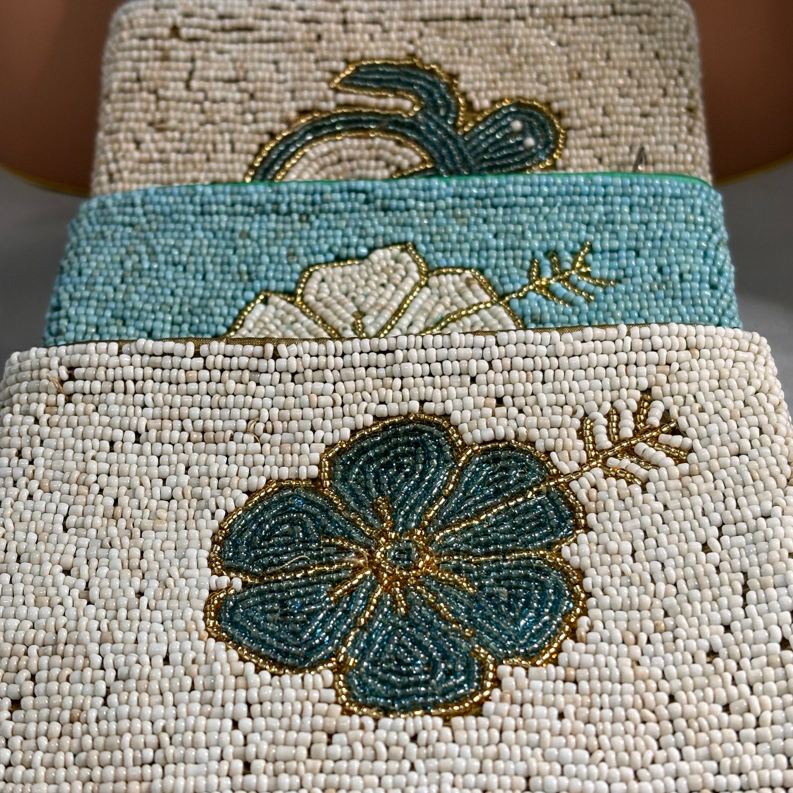 Beaded Island Inspired Coin Purse Hibiscus Sea Turtle Teal Tan - Etsy