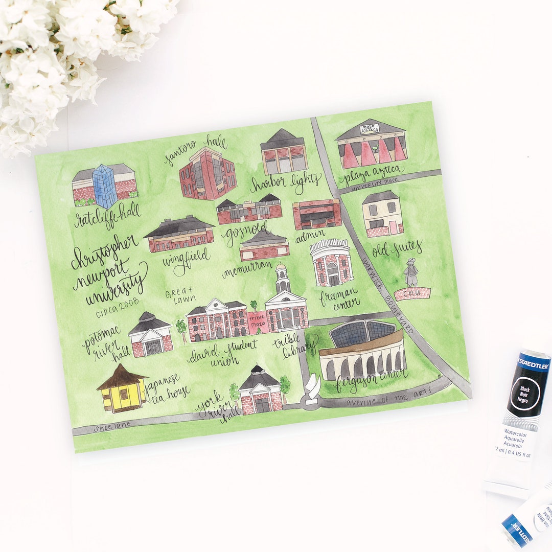 2008 Christopher Newport University Map Print - Etsy