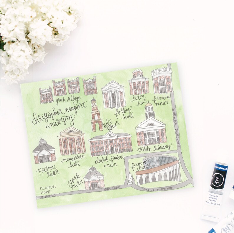2008 Christopher Newport University Map 8x10 Print | Etsy