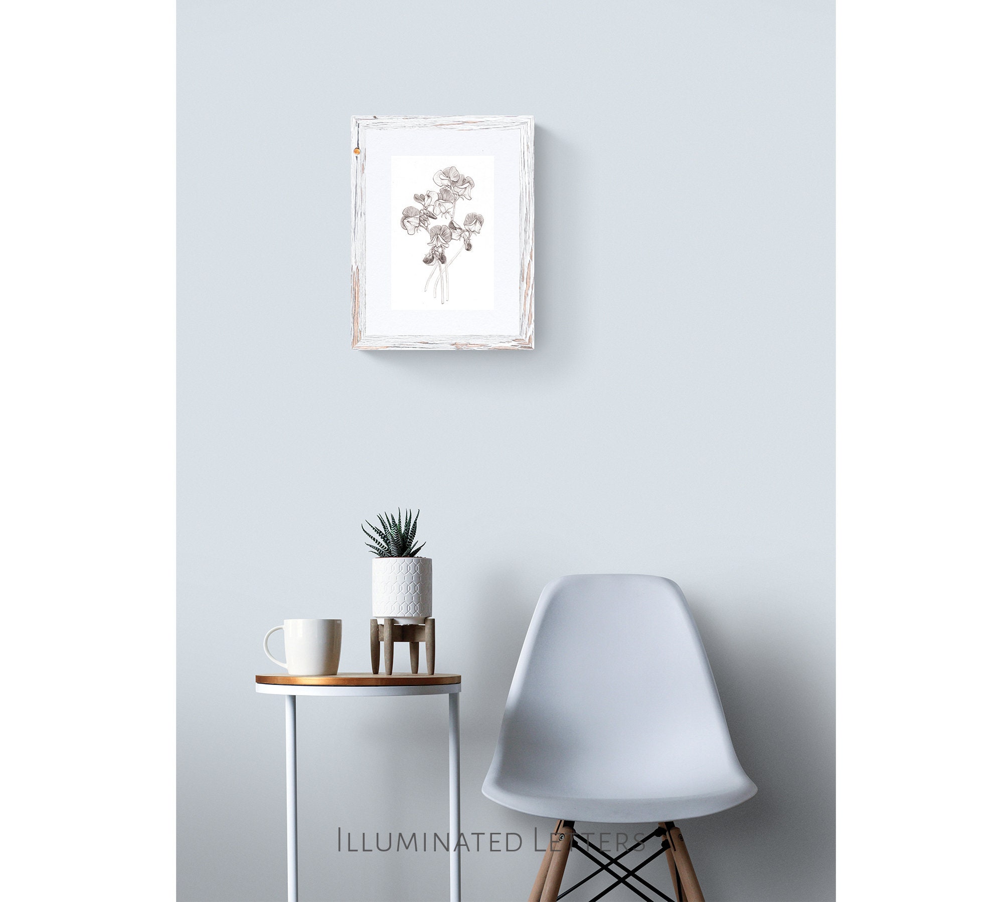 Sweet Pea Biro Pen Drawing / Black / INSTANT DOWNLOAD / Flower / Flora ...