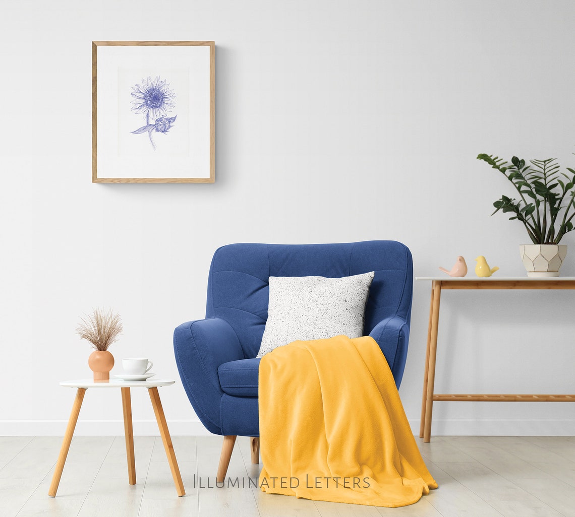 Sunflower Biro Pen Drawing / INSTANT DOWNLOAD / Flower / Flora ...